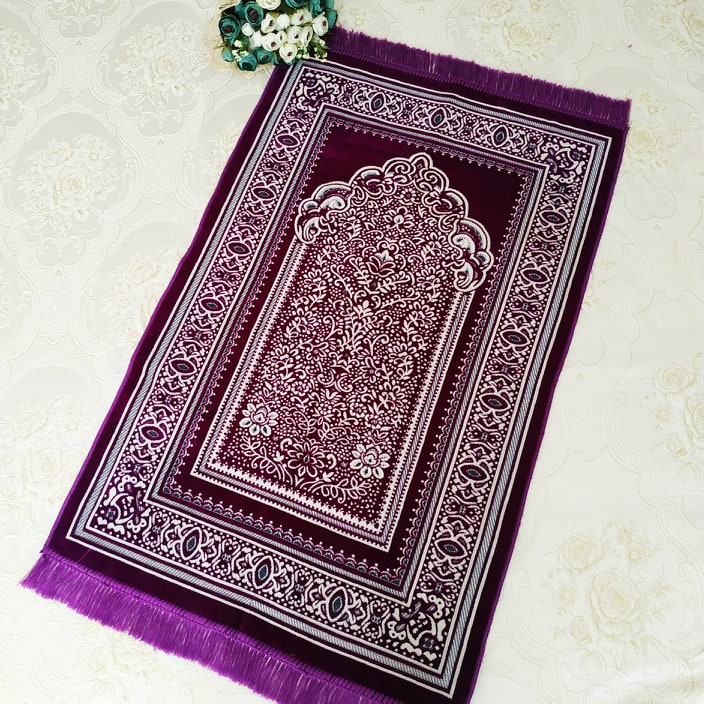 Pink Color Velvet Muslim Turkish Prayer Mat Sajjadah | KocGifts