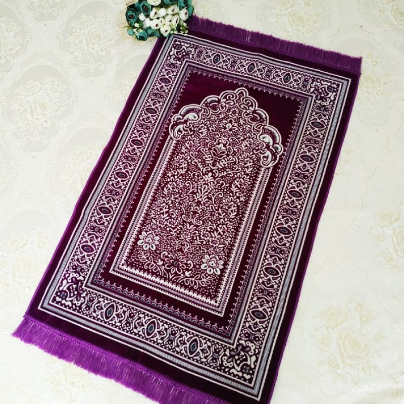Pink Color Velvet Muslim Turkish Prayer Mat Sajjadah | KocGifts